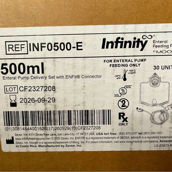 EnteraLite | Other | Moog Zevex Enteralite Infinity 50ml Feeding Bag ...